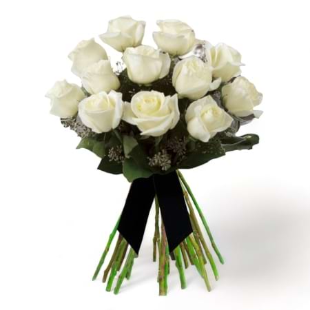 A Dozen White Long-Stemmed Roses | Flowers By Jane