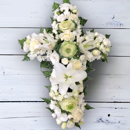 Mixed White Floral Sympathy Cross | Flowers By Jane